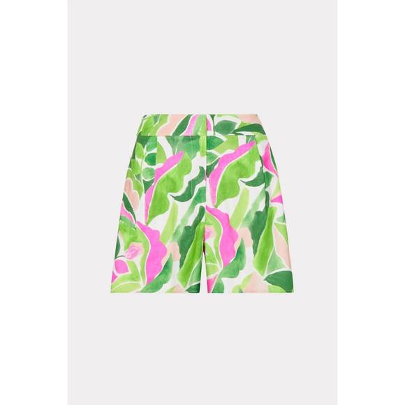 Milly | Shorts | New Milly Painted Bloom Linen Short In Leaf Multi ...